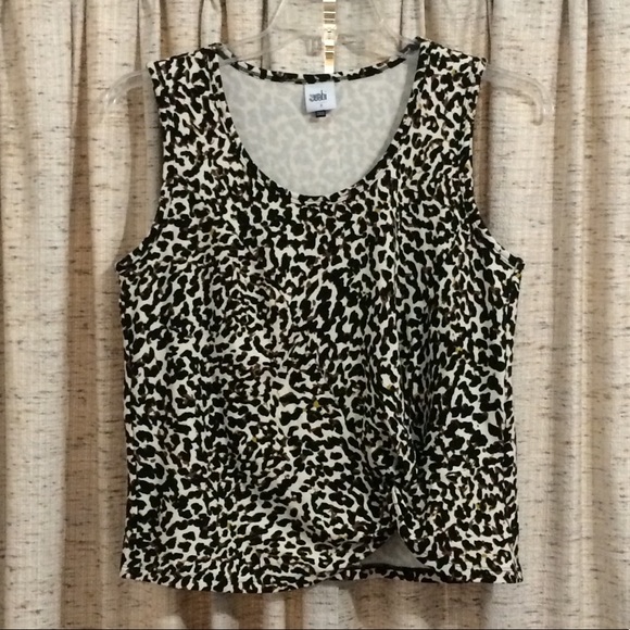 CAbi | Tops | Cabi Spotted Leopard Knotty Tank | Poshmark